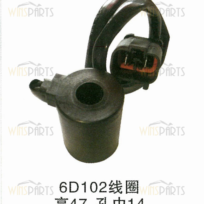 6D102 Hydraulic Solenoid Valve Coil PC300-6 PC200-6 KOMATSU Excavator ...